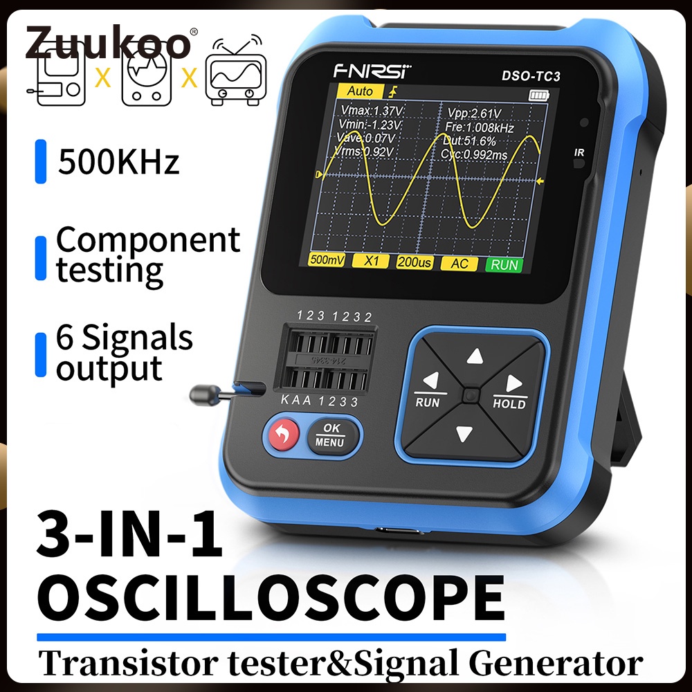 FNIRSI DSO-TC3 Digital 3 in1 Oscilloscope Transistor Tester LCR Signal ...