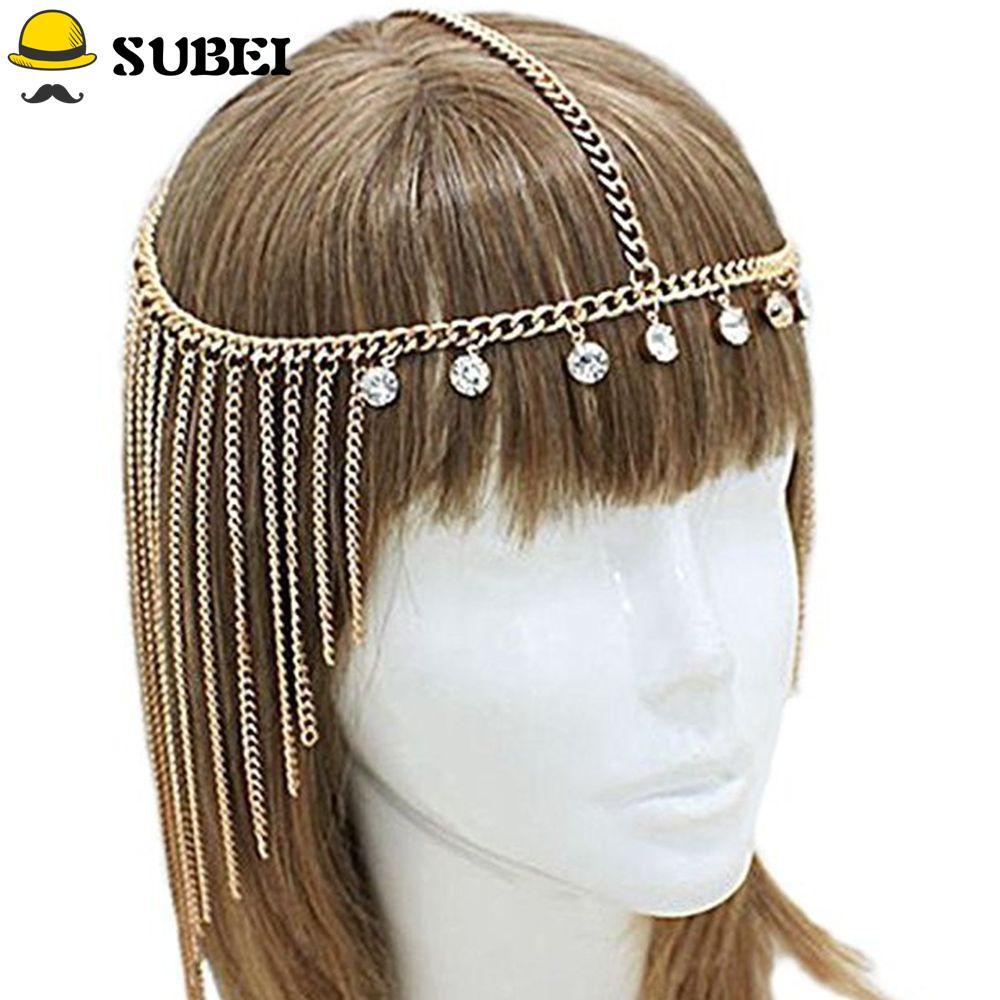 SUBEI1I Tassel Head Chain Trendy Headband Women Alloy Hairband | Shopee ...