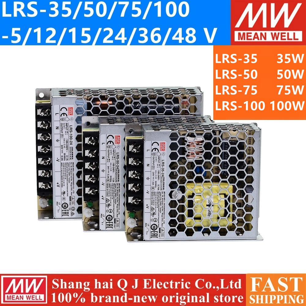 MEAN WELL LRS-100-5 LRS-100-12 LRS-100-15 LRS-100-24 LRS-100-36 LRS-100-48 LRS-100-3.3 100W ...
