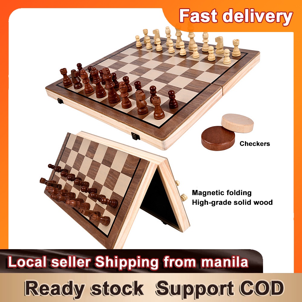 Wooden Chessboard Folding Board Chess Game International Chess Set For ...