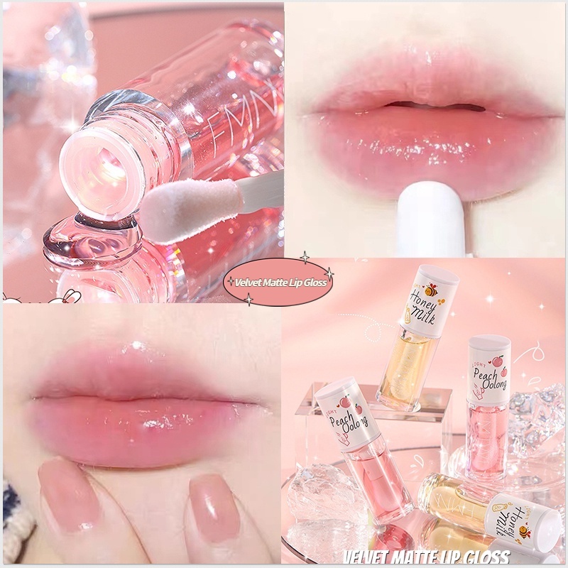 Velvet Matte Lip Gloss Mirror Clear Honey Lip Care Colourless ...