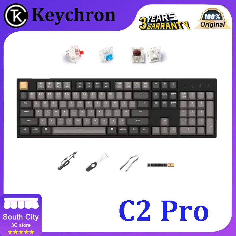 Keychron C2 Pro Lightly Customized Mechanical Keyboard 100% Layout TKL ...