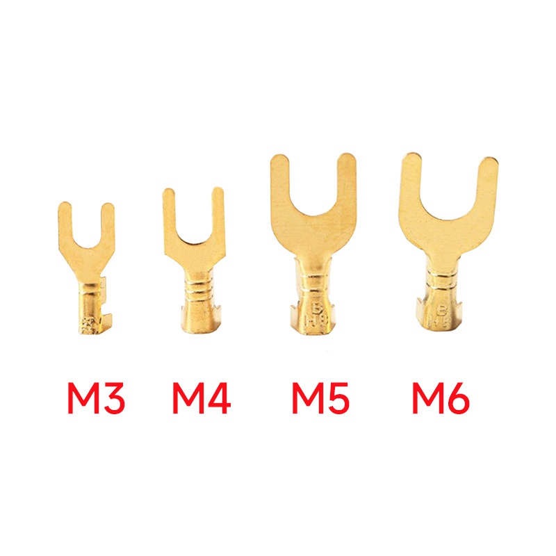50Pcs M3 M4 M5 M6 M8 Brass Fork Spade U-Type Non-Insulated Wire ...