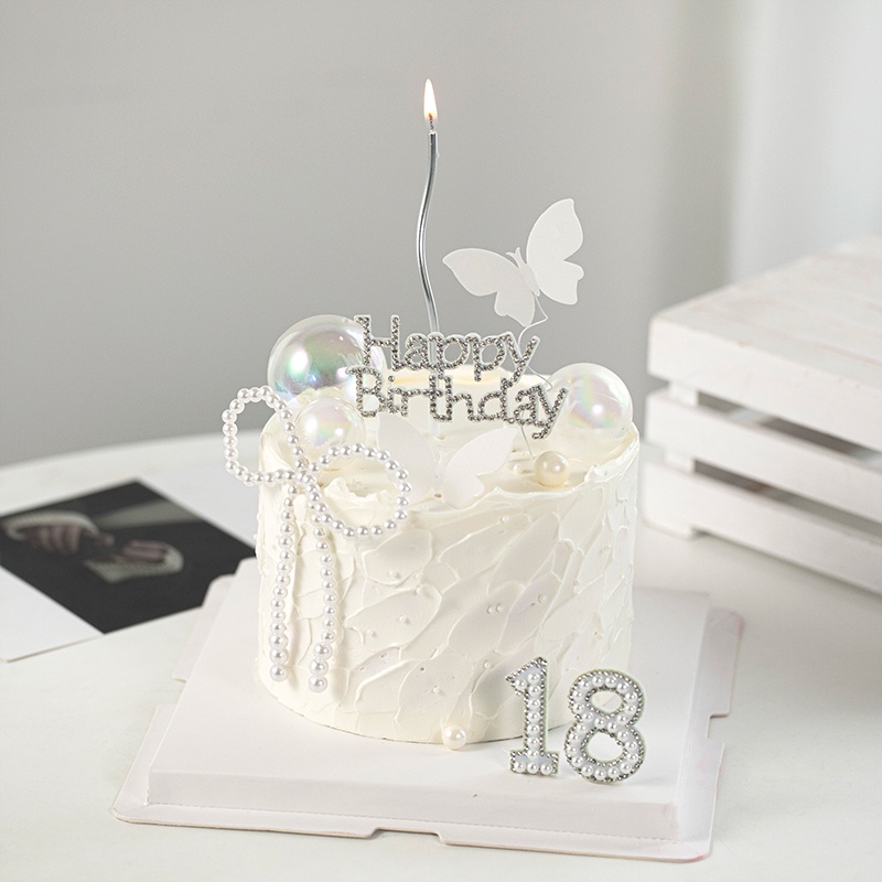 Diamond Cake Topper Pearl Number Cake Topper Ball Cake Decoration Set ...