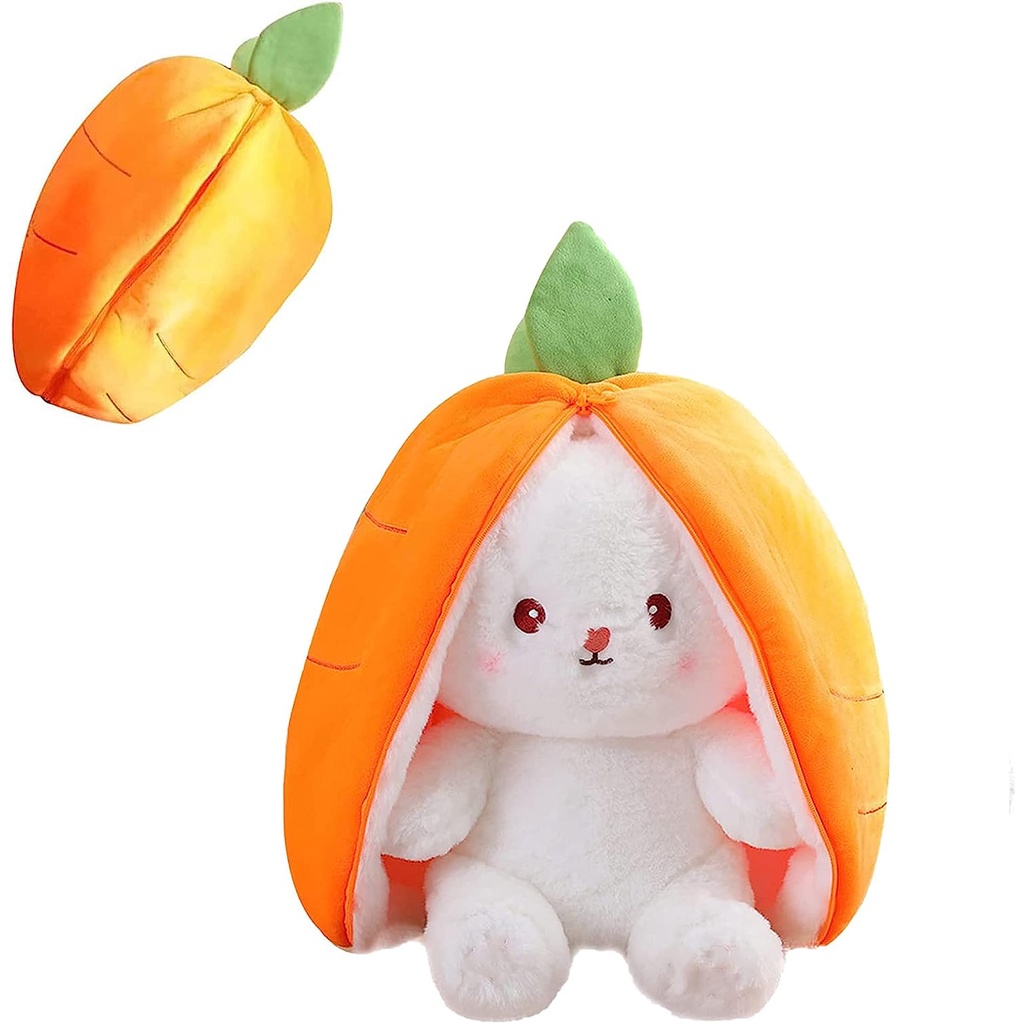 NEW 2 in 1 Strawberry Rabbit Plush, Plush Toy Pillow, Reversible Carrot ...