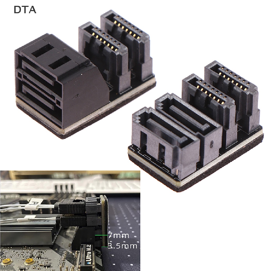 DTA 1Pc 90/180 Degree Double SATA 7Pin Female To Double 7Pin Male ...
