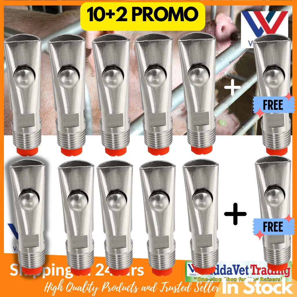 Viddavet 10+2 Pig Nipple Drinker with Red filter Pig drinker 10+2 PROMO ...