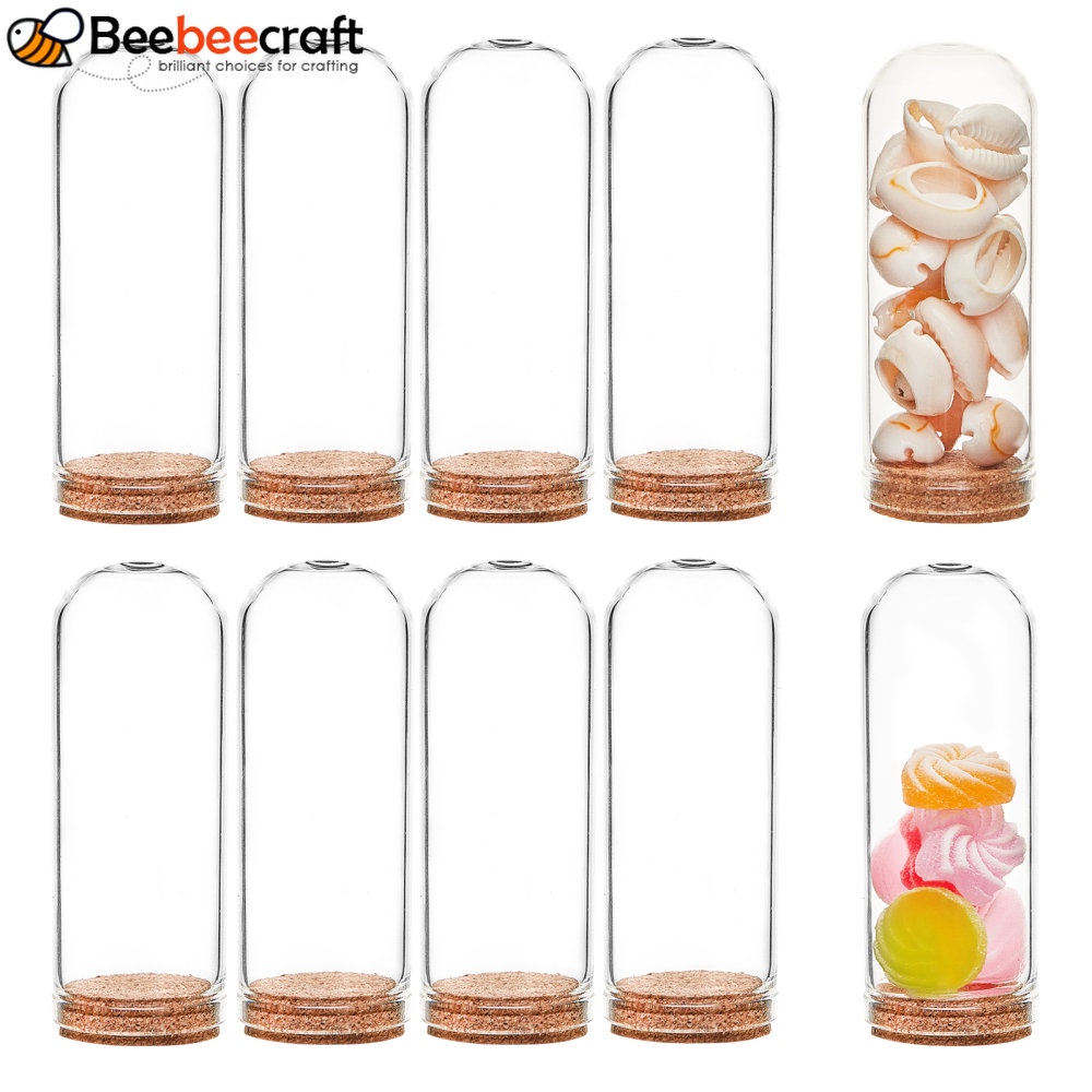 1 Box Glass Dome Cloche Cover Bell Jar with Cork Base For Doll House ...