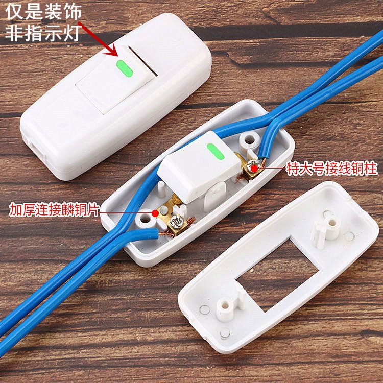 Pure copper wiring porcelain white button switch single control button switch bedside pillow ...