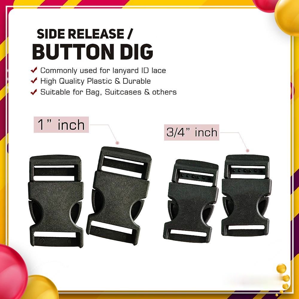 (100pcs) Black Button Dig | Side Release | Buckle For ID Lace Making ...