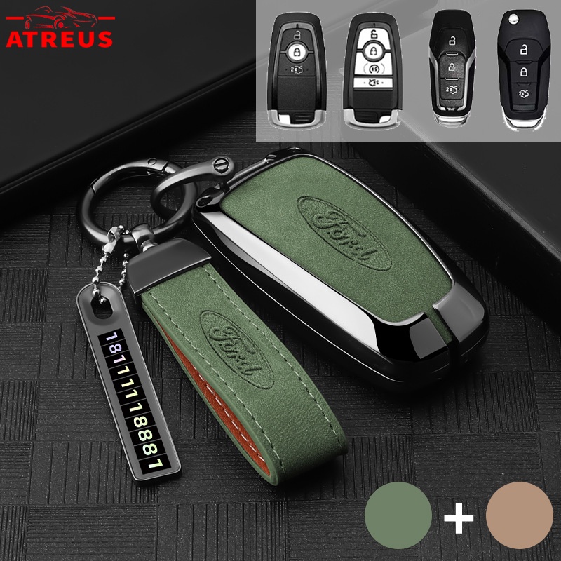 Ford Zinc Alloy Leather Car Key Case Full Wrap Cover Smart Key ...