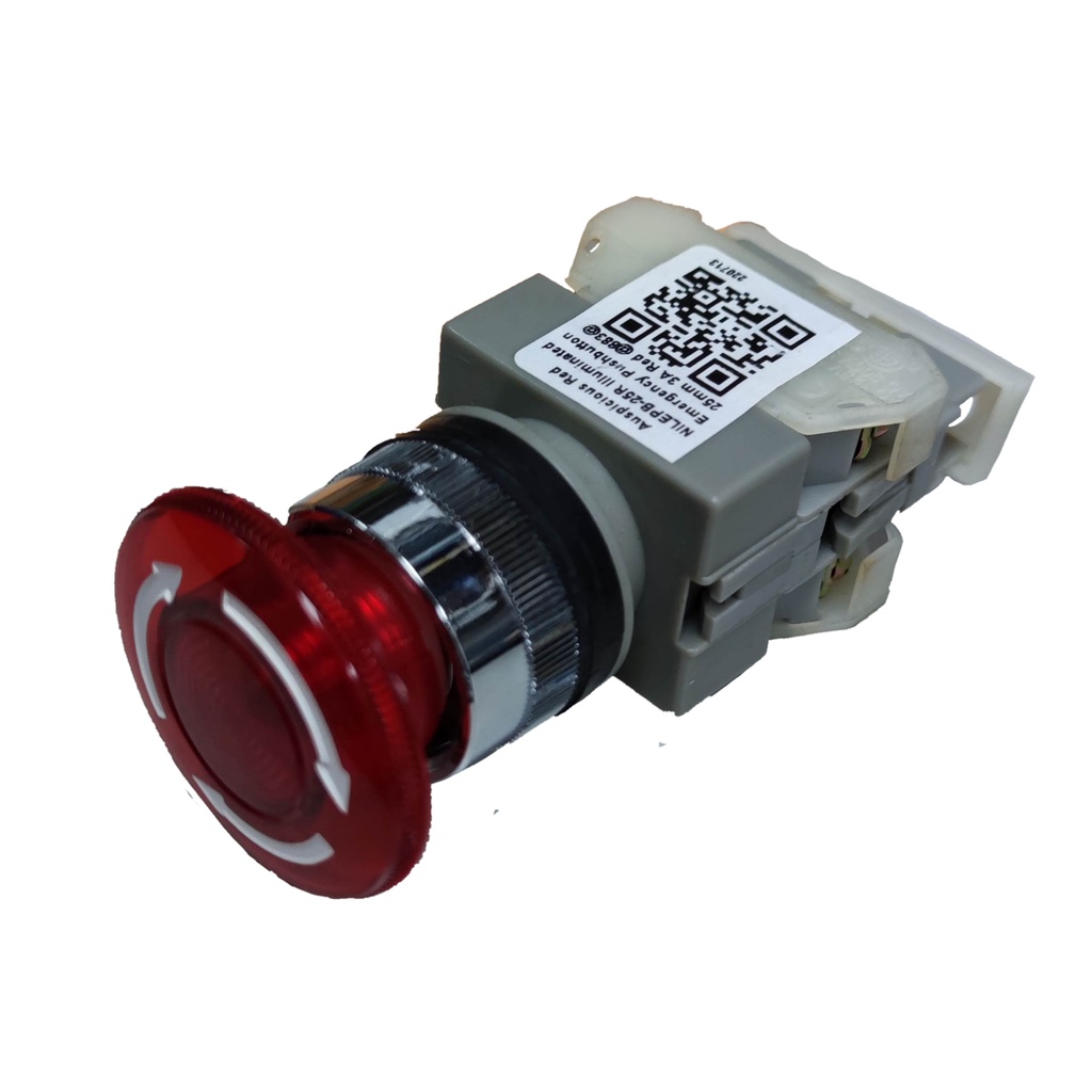 Illuminated Latching Emergency Stop Push Button 25mm, Twist to Unlock ...