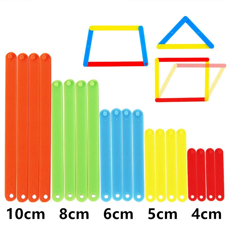 50PCS Montessori Block Math Toys Plastic Splicing Strip Polygon ...