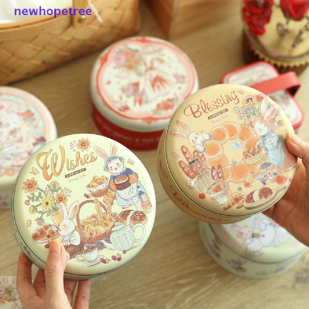 NTPH New Hand-Painted Illustration Rabbit Tin Box for Jewelry Candy ...