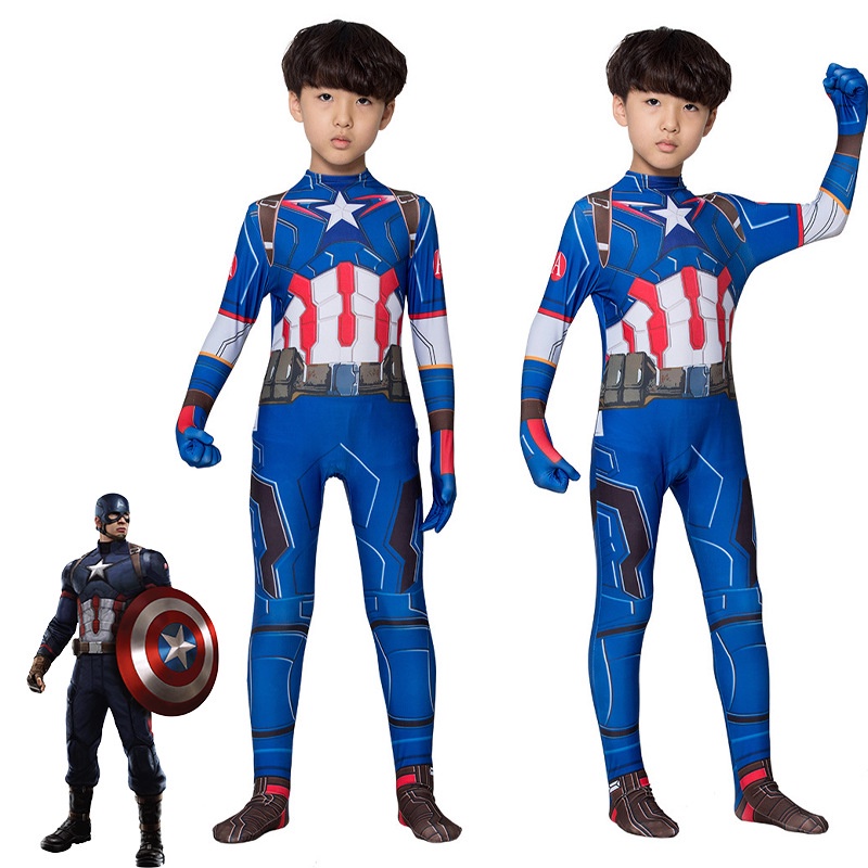 Captain America Bodysuit cosplay Costume Adult American Team Children ...