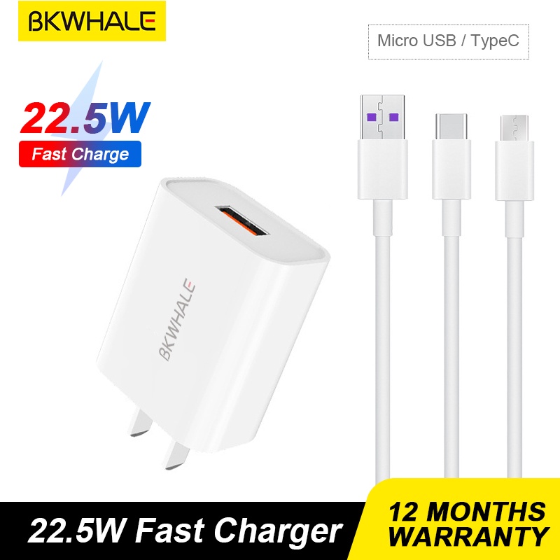 BKWHALE 22.5W fast charger 5A Micro USB / Type-C charging cable Android ...
