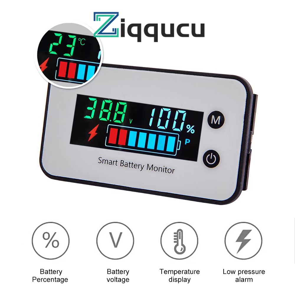 ZIQQUCU Battery Capacity Monitor Meter 12v 24v 48v Battery Power ...