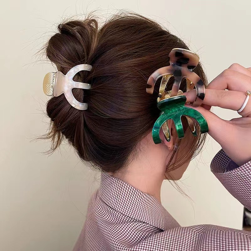 2023INS Acetate Metal Hair Clips Fashion Pumpkin Female Back Spoon High ...