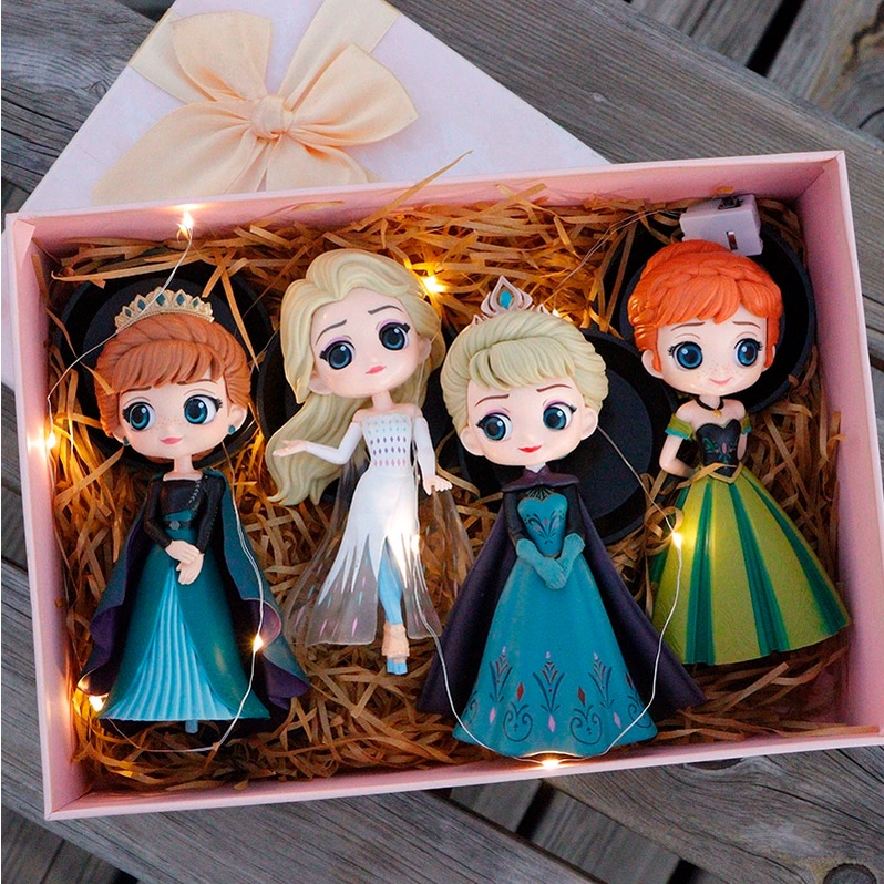 4pcs/Lots Princess Big Eyes Frozen Elsa Anna Q posket PVC Action Figure ...