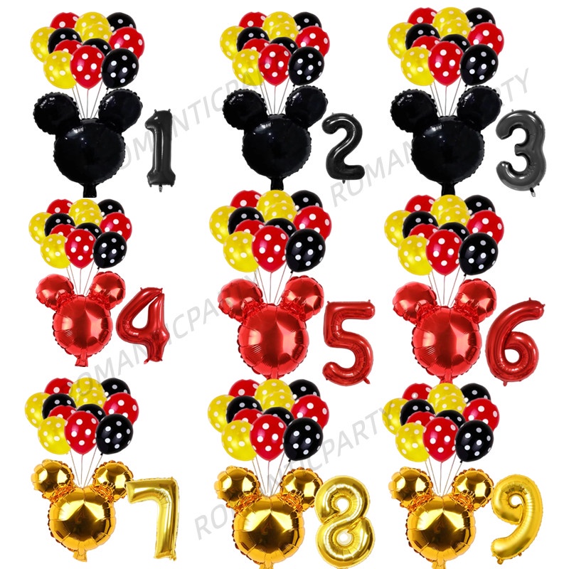 13pcs Disney Mickey Mouse Balloon Birthday Decoration Set 32Inch Number ...