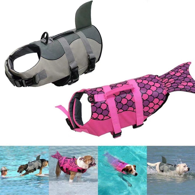 Pet Shark Mermaid Swimwear Dog Lifejacket Summer Clothing Swimwear ...