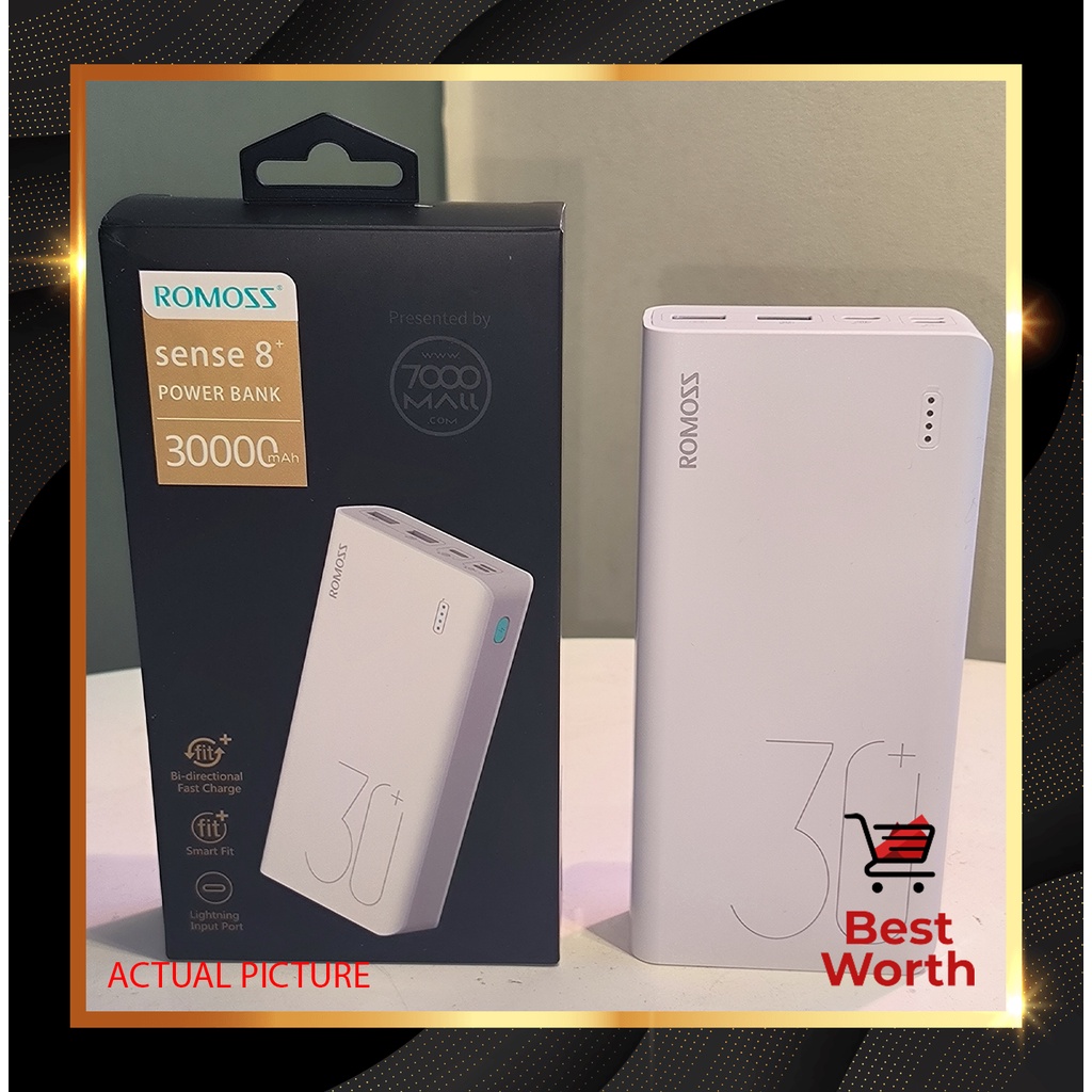 Original Romoss Sense 8 Plus 30000mAh QC Type-C Power Bank for phone ...