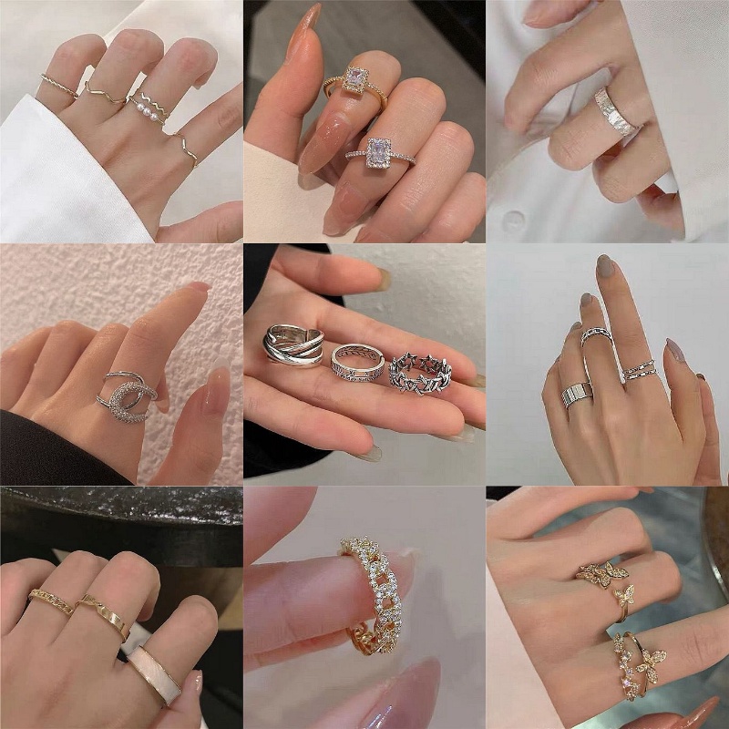 Straw Ring Set Adjustable Opening Ins Fashion Simple for Woman Girl ...