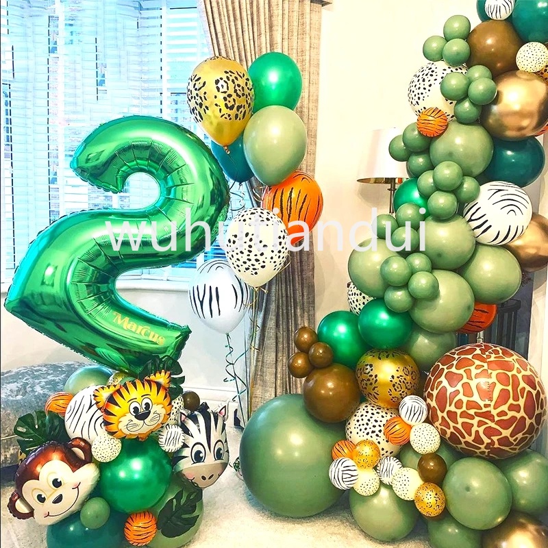 1set Forest Animal Theme Balloon Set Tiger Lion Zebra Foil Balloon Baby ...