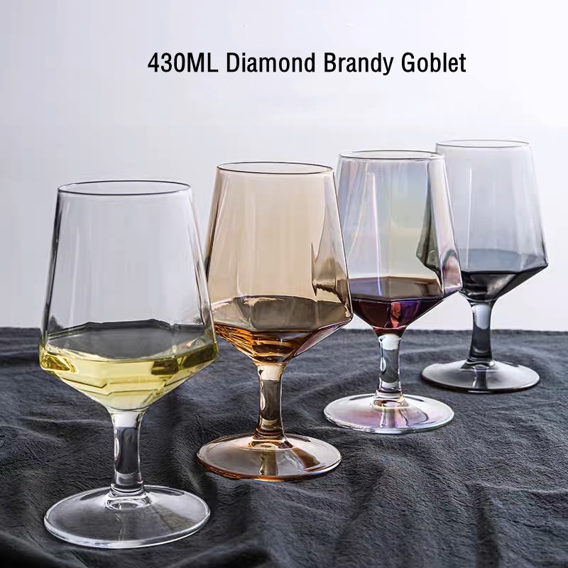 European style Set 6pcs Drinkware Diamond Brandy Glass Goblet Crystal ...
