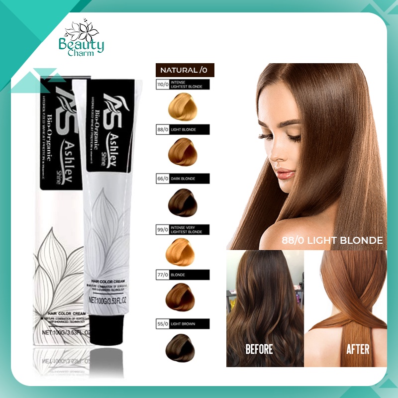 Ashley Shine Hair Color Cream 100ml Basic Colors Bio-Organic Blonde ...