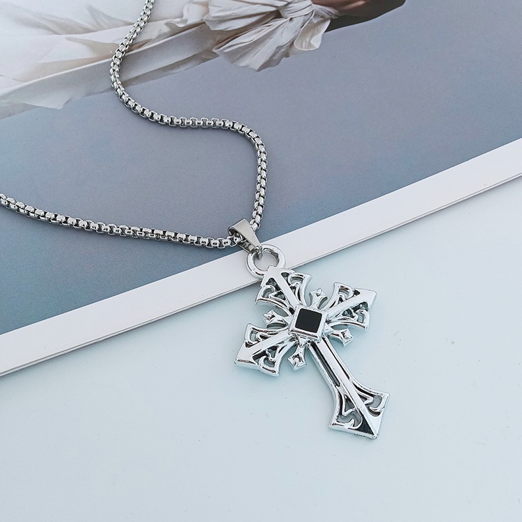 Hip Hop Stainless Steel Cross Necklace Trend Drop Oil Hollow Cross ...