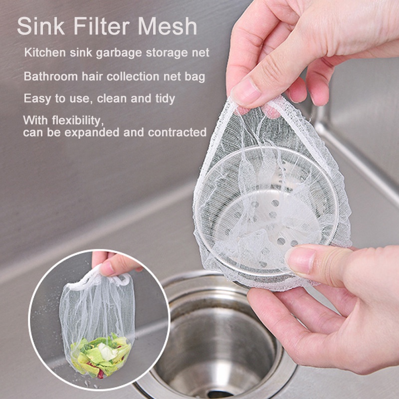 Kitchen Sink Filter Mesh Shower Drain Hair Catcher Storage Net Bag ...