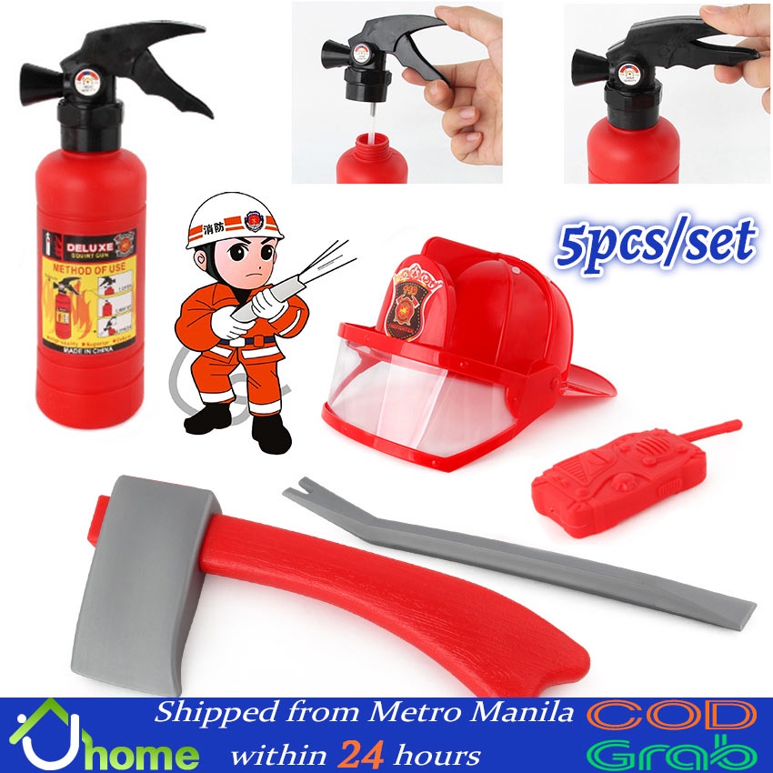 【SOYACAR】5pc Simulation Fire Fighting Toy Firefighter Fireman Cosplay ...