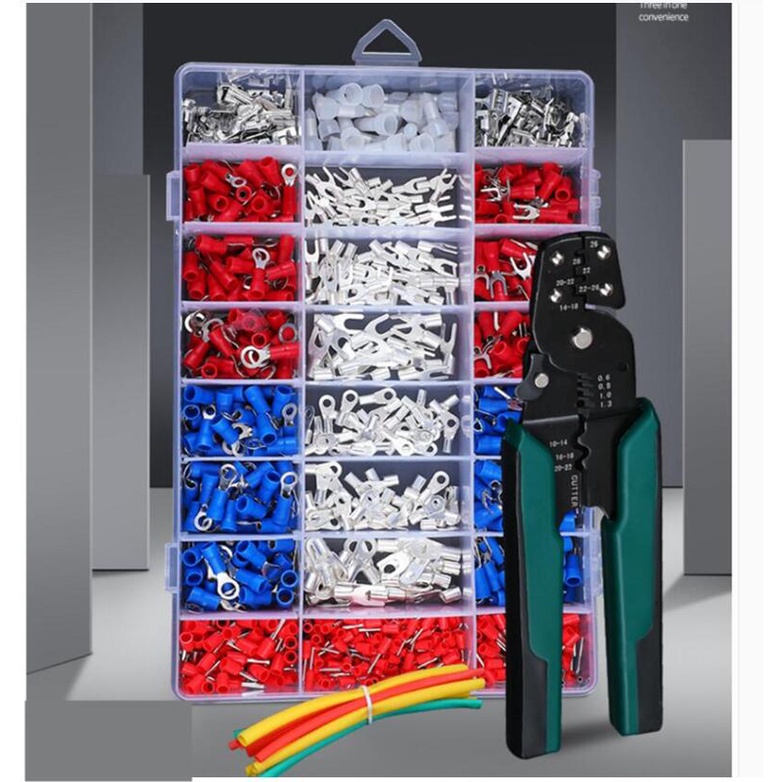 Wire terminal/cold pressed terminal set/wire connector combination ...