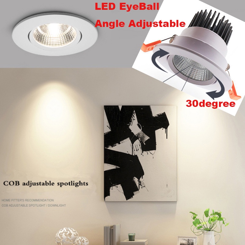 White/Black/Silver Eyeball Downlight LED Recessed Cob Ceiling Lamp 5w ...