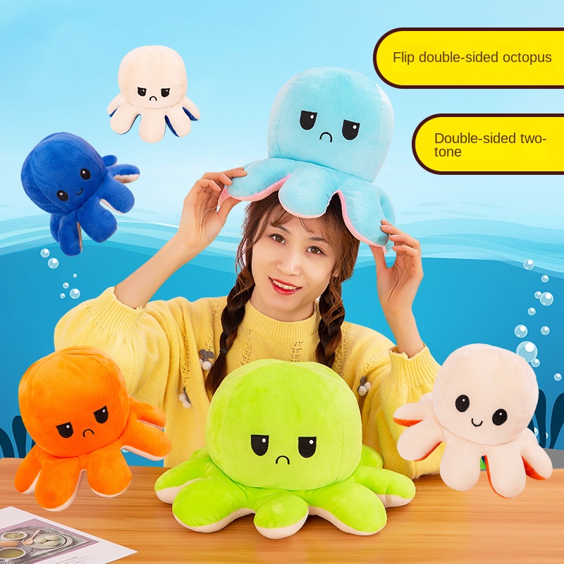 Tiktok Flip Stuffed Octopus Doll Kids Toys Plush Toy Double-Sided Flip ...