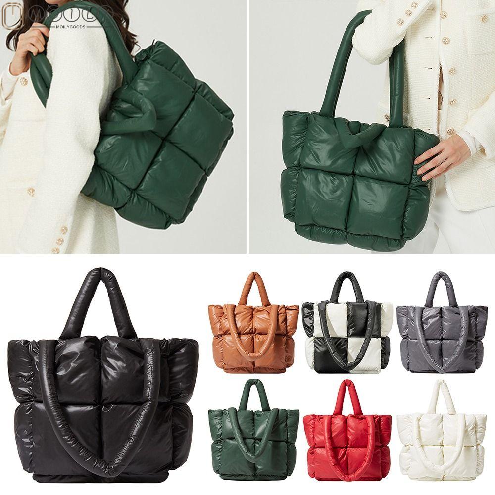 MOILYGOODS Puffer Bag Soft Down Padding Down Cotton Padded Puffy Tote ...