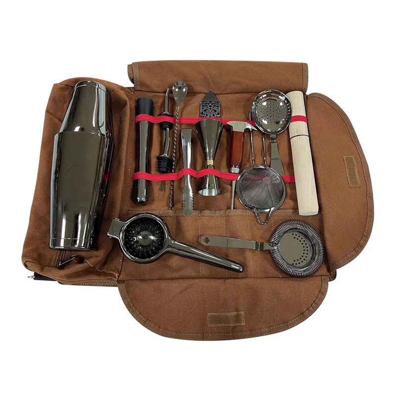 bartenders shaker Portable bag cocktail bartenders kit accessories Cloth bag plating set 15 ...