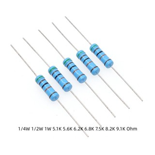 100Pcs Metal film resistor 1% 1/4W 1/2W 1W 1K 1.2K 1.5K 1.6K 1.8K 2K 2 ...