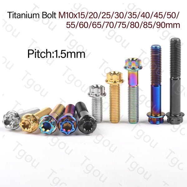 Tgou Titanium Bolt M10x15/20/25/30/35-90mm Pitch1.5mm Flange T50 Torx ...