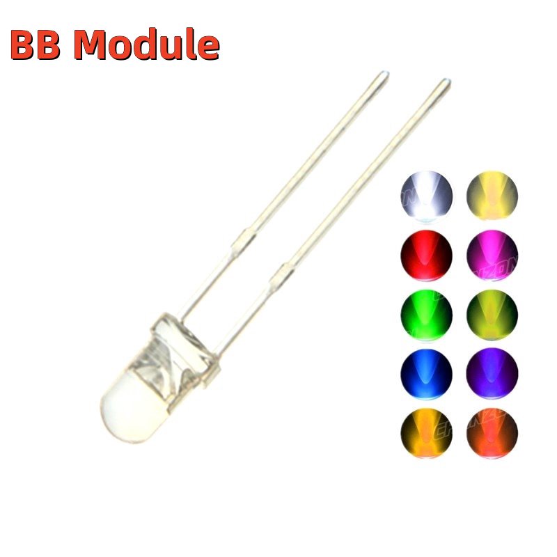 100PCS 3MM LED Diode Kit 3V DIY Set Light Emitting Warm White Green Red ...