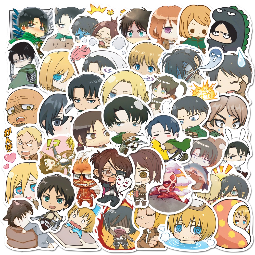 Q Attack on Titan Series 01 Stickers 50Pcs/Set DIY Waterproof Fashion ...