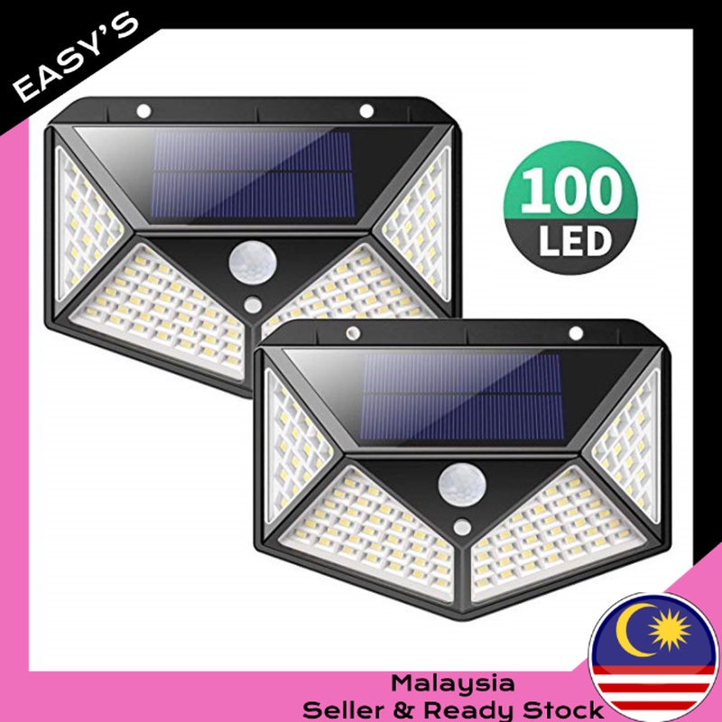 EASY'S 100 LED Pengesan Pergerakan Lampu Dinding Lampu Sensor Suria Caj ...