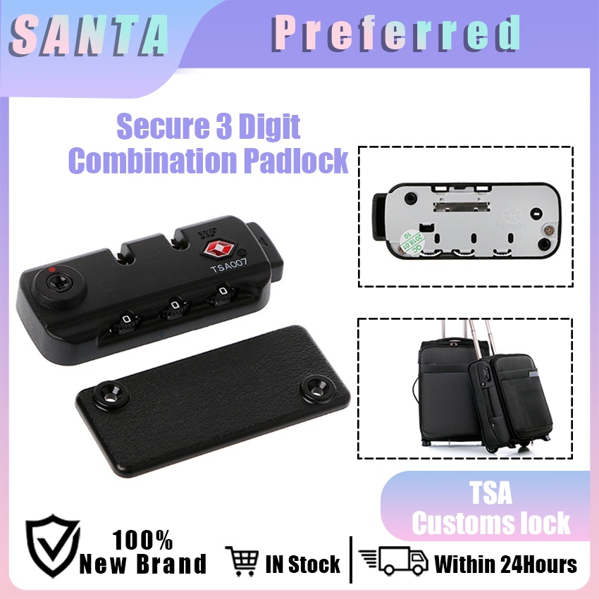 Suitcase Luggage Lock Padlock TSA 007 3 Digit Combination Code Lock ...