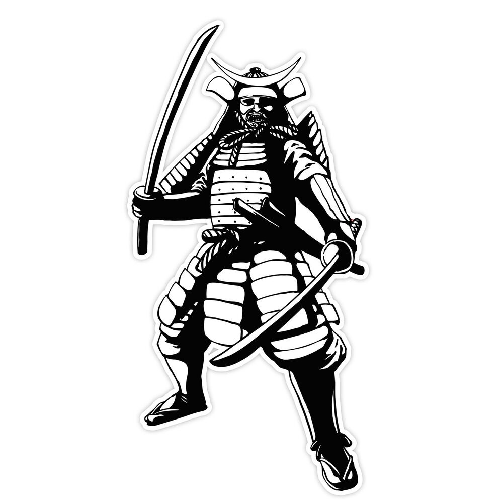 Black White Japan Samurai Sticker Warrior Vinyl Decal Car Motorcycle ...