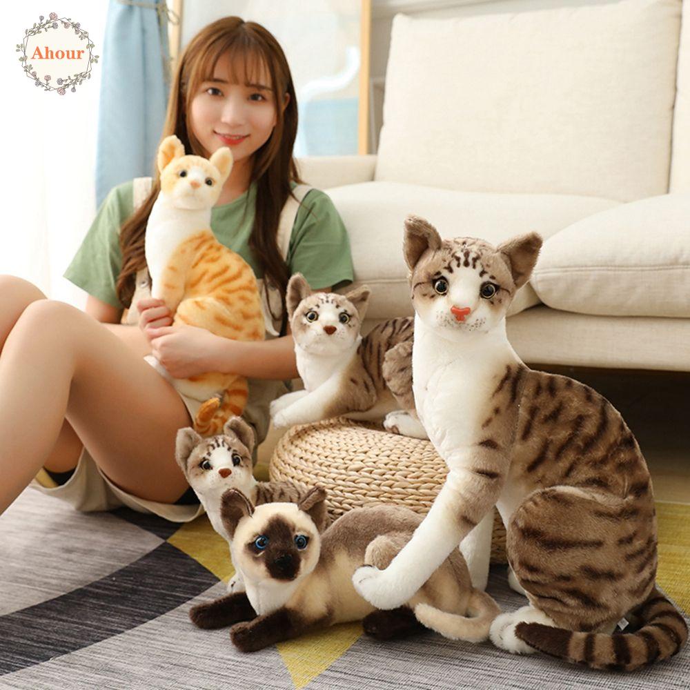 AHOUR Birthday Gift Plush Doll Kids Stuffed Lying Cat Simulation Cat ...