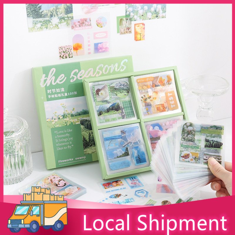 100pcs Ins Style Sticker Gift Box DIY Creative Scrapbooking Decoration ...