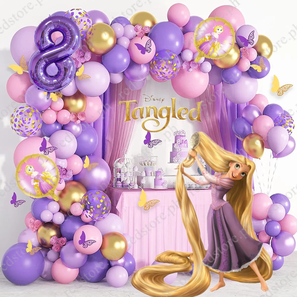 1Set Tangled Rapunzel Princess Balloon Garland Arch Kit Happy Birthday ...