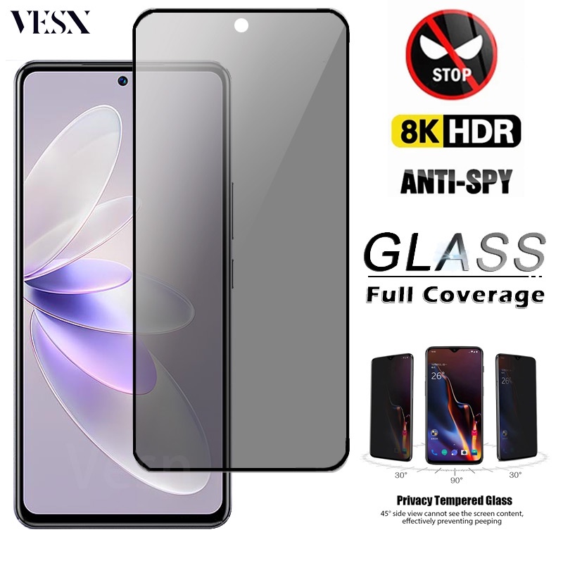 9D Full Anti-Spy Privacy Tempered Glass Screen Protector Film For VIVO V30 Lite V29E V27E V25 ...