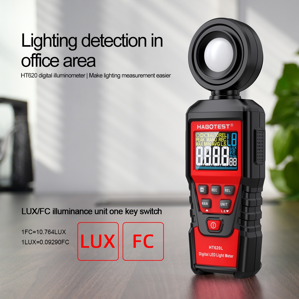 HABOTEST HT620 Portable Light Meter Illuminance Meter Digital ...